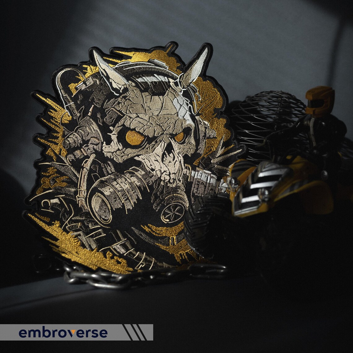 Horned Skull Gas Mask Large Back Patch, Post-apocalyptic Wasteland ...