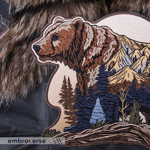 5-piece Mountain Bear Travel Patches SET - Large Back & 4 Small Iron ...