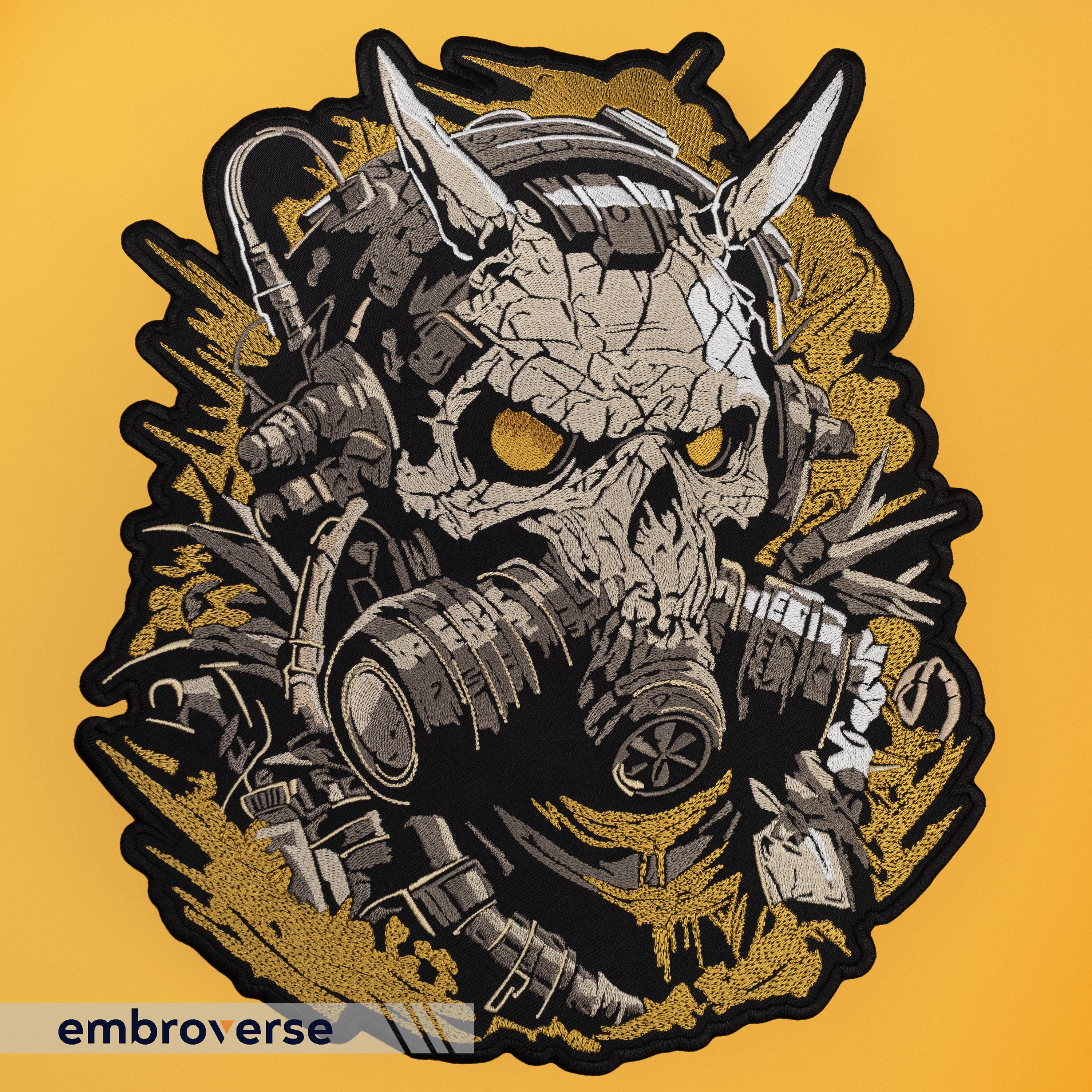 Horned Skull Gas Mask Large Back Patch, Post-apocalyptic Wasteland ...