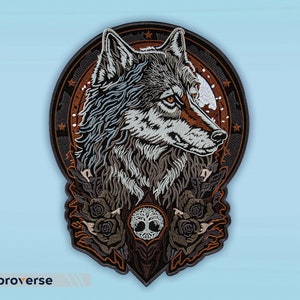 Totem Wolf With Tree of Life Large Back Patch - Ancient Druid Animal ...