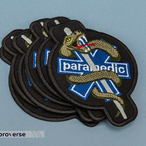 Paramedic Caduceus Patch - EMT Emblem - Emergency Medical Services - Embroidered Iron on Patches ...