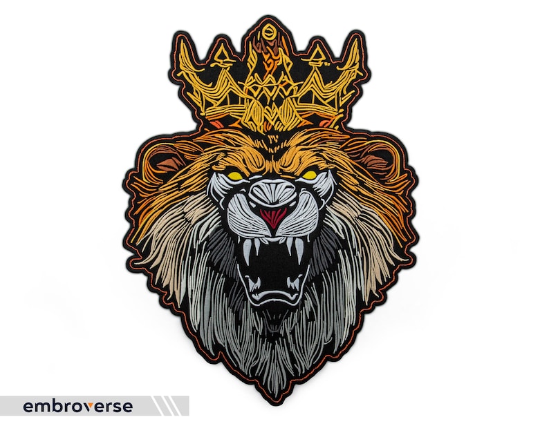 Royal Lion Large Back Patch Golden King Crown Angry Wild - Etsy