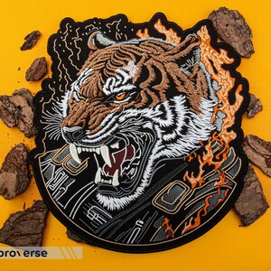 Angry Fiery Tiger Large Patch - Realistic Tiger Face - Biker Gang ...