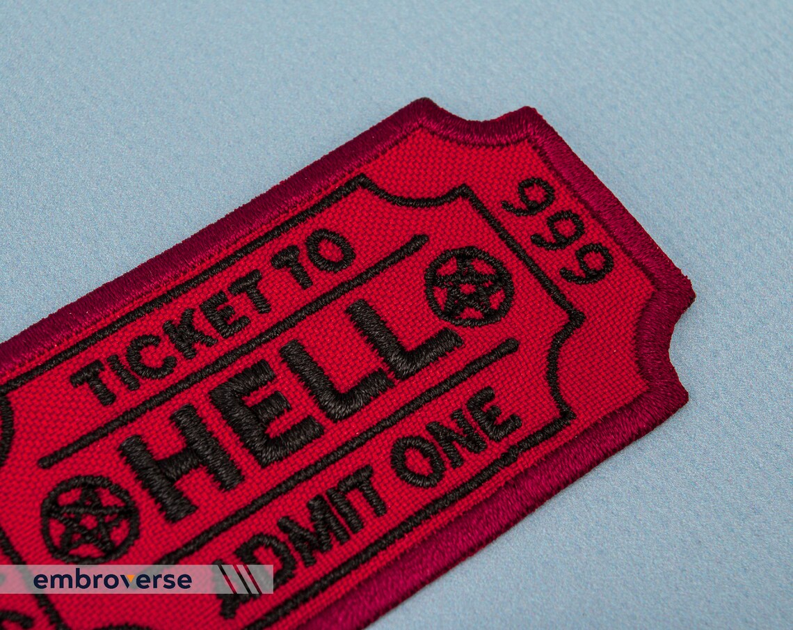 Ticket to Hell Patch Admit One Embroidered Demon Funny Quote | Etsy