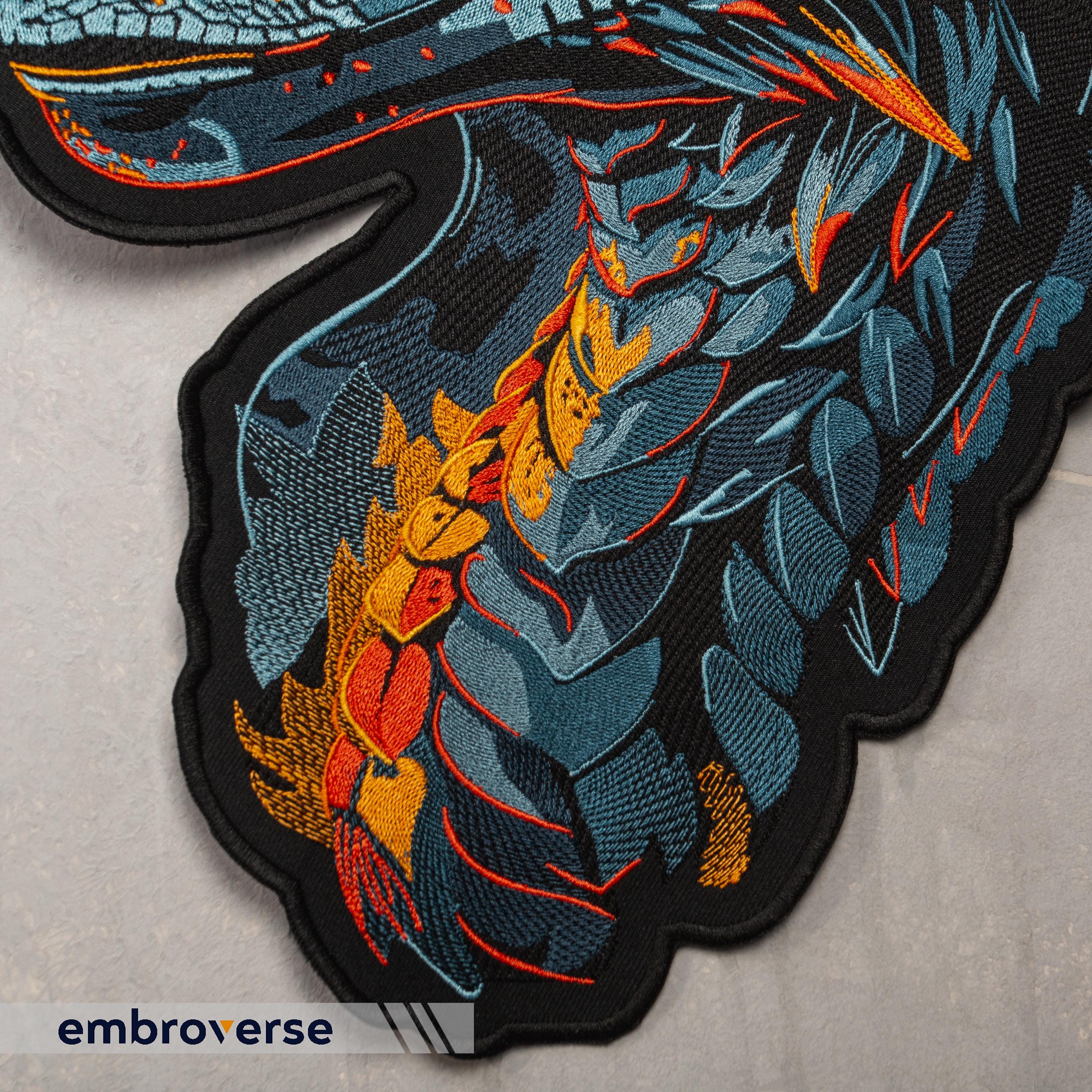 Fantasy Dragon Head Embroidered Patch - Vibrant and Detailed Large Iron ...