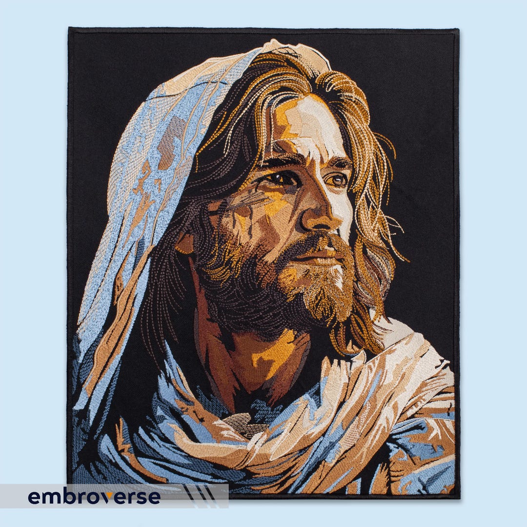 Jesus Embroidered Patch - Large, Detailed Iron-on Christian Faith ...