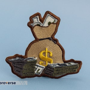 Money Bag Patch - Embroidered Dollars Prosperity Symbol - Iron on ...