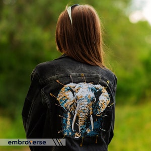 Realistic Elephant Head Large Embroidered Patch - Powerful Indian ...