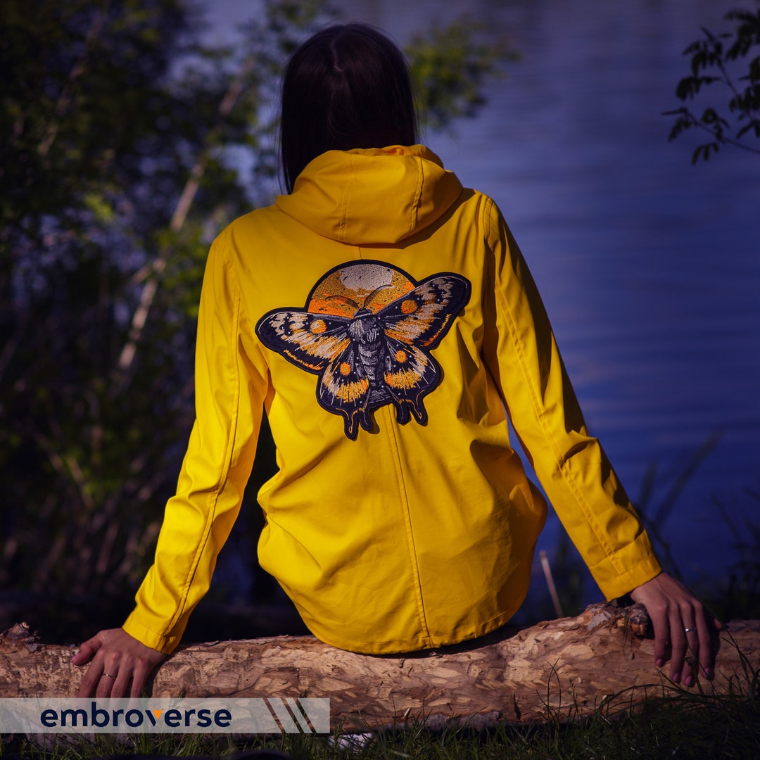 Lunar Moth Large Back Patch - Night Sky Butterfly, Moon Phase Astral ...