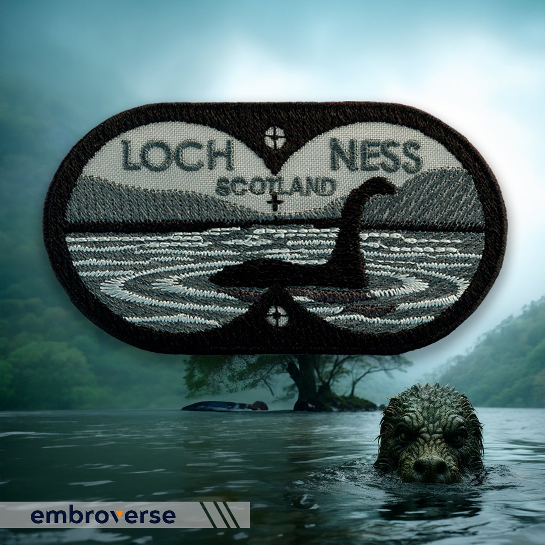 Loch Ness Patch - Nessie, Loch Ness Monster, Scotland Travel Patch - Embroidered Iron on - Size ...