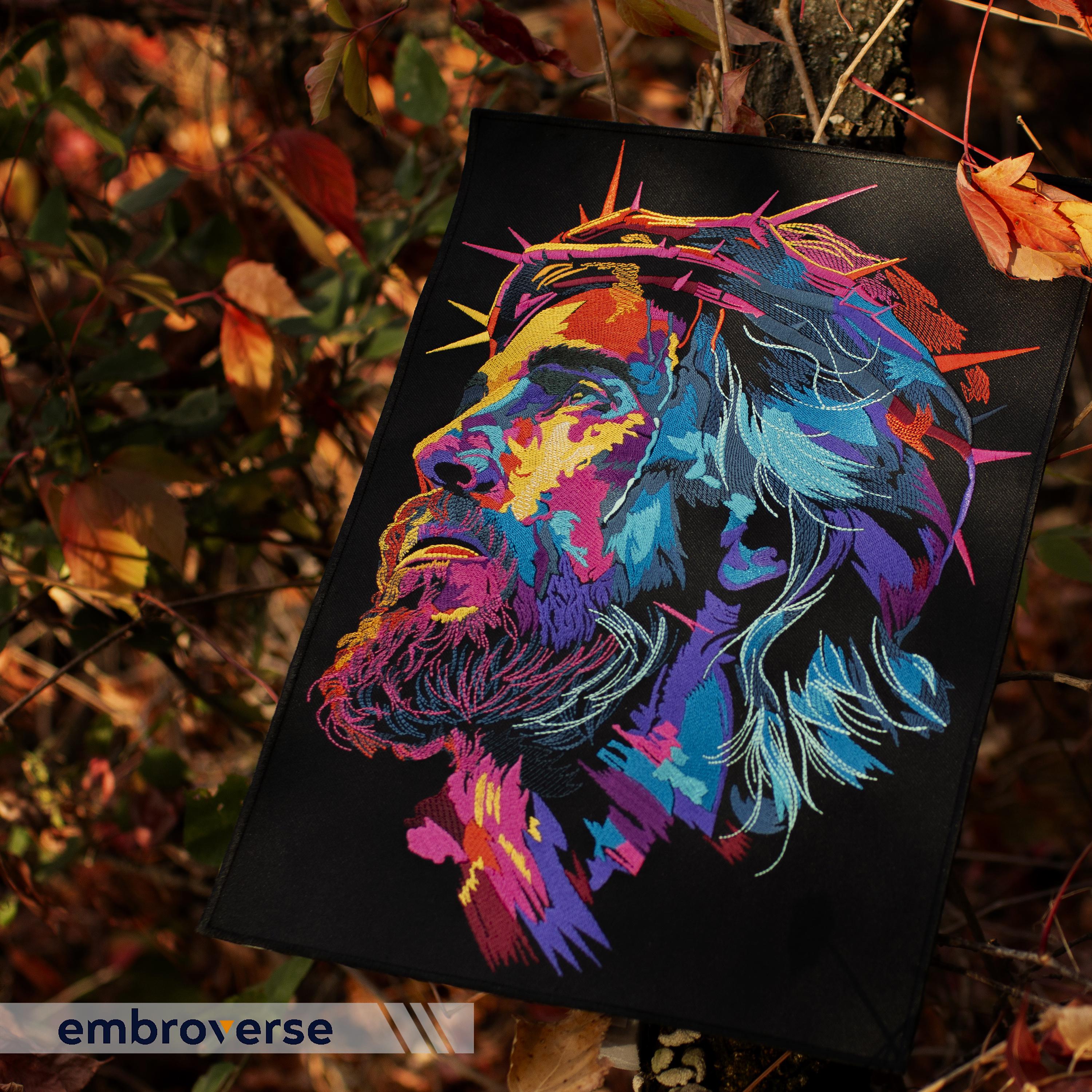 Vibrant Jesus Head Embroidered Large Patch - Faith Expression, Colorful ...