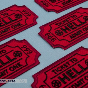 Ticket to Hell Patch - Admit One Embroidered Demon Funny Quote - Iron ...