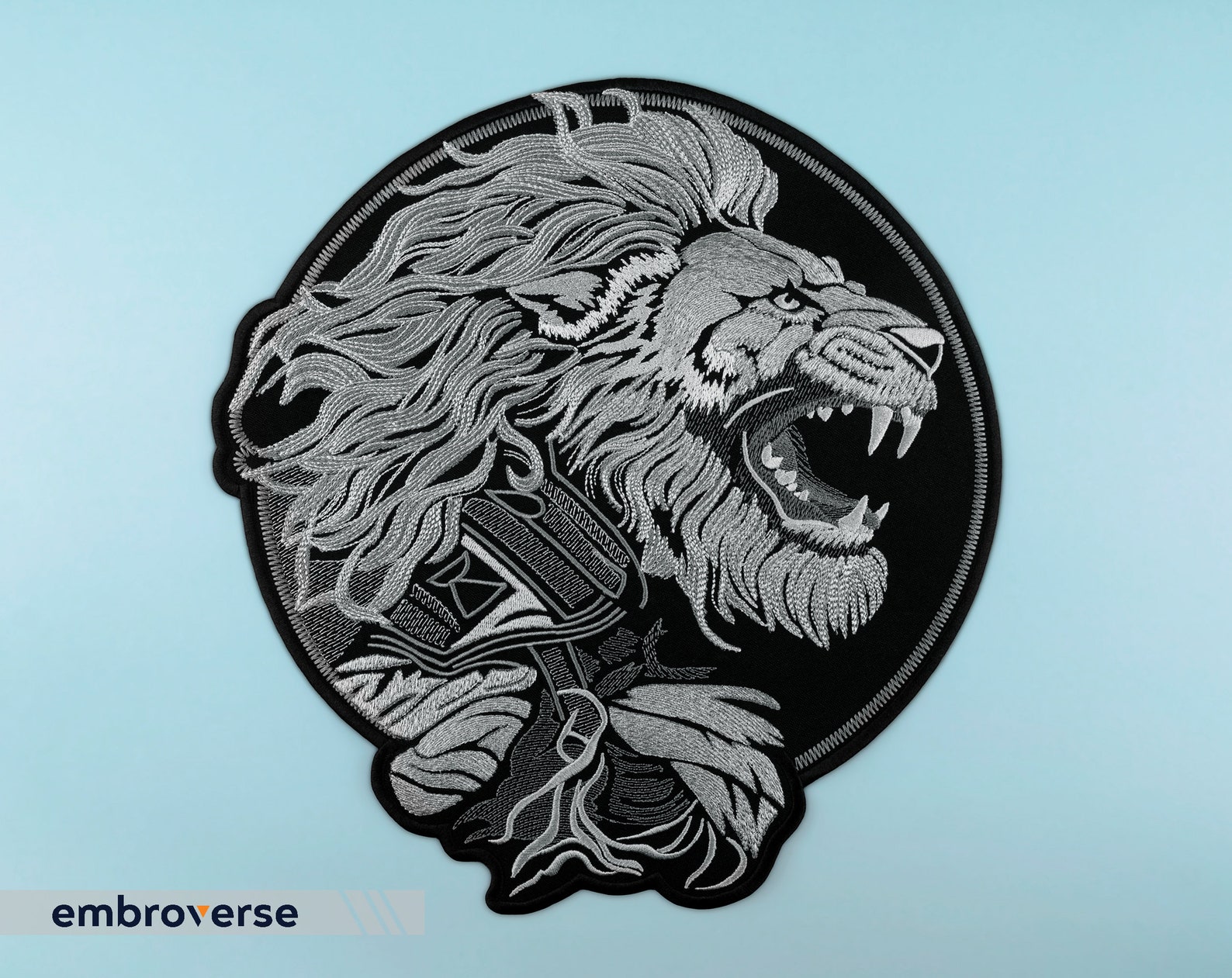 Heroic Lion Head Large Back Patch Angry Wild Animal Fantasy Cosplay ...