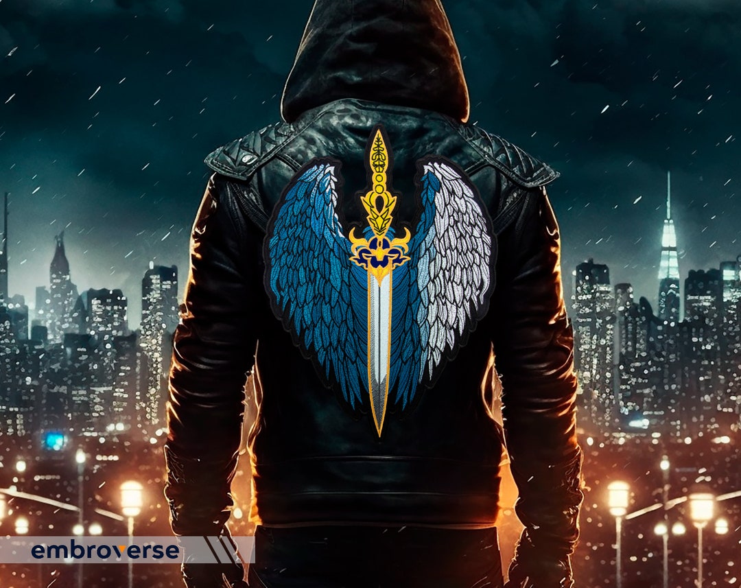 Sword With Angel Wings Back Patch - Halloween Cosplay Accessory ...
