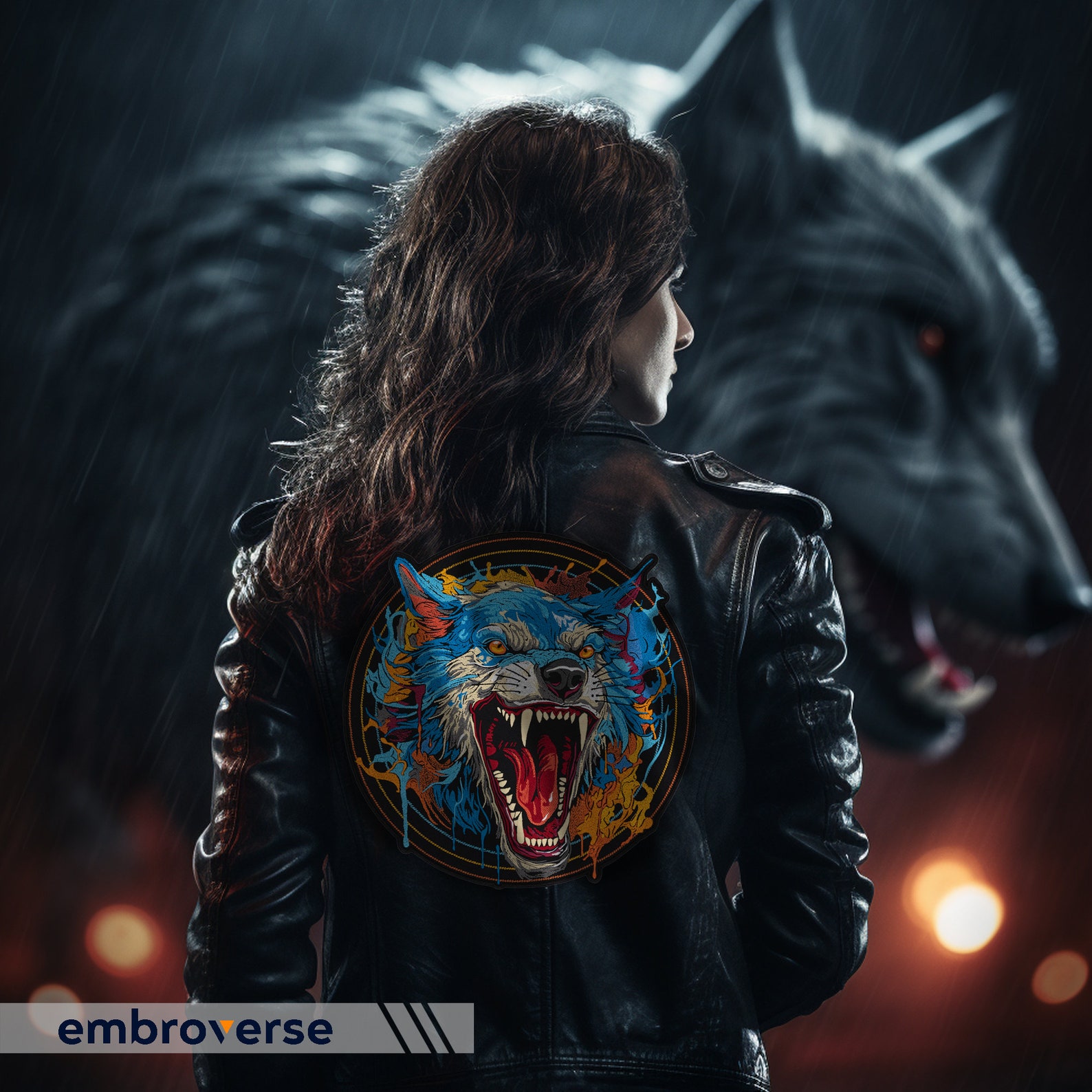 Fierce Blue Wolf Embroidered Patch - Large Iron-on Animal Applique ...