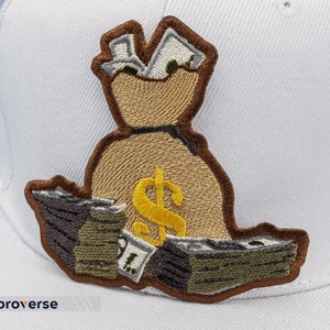 Money Bag Patch - Embroidered Dollars Prosperity Symbol - Iron on ...