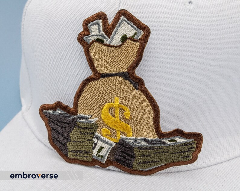 Money Bag Patch - Embroidered Dollars Prosperity Symbol - Iron on ...