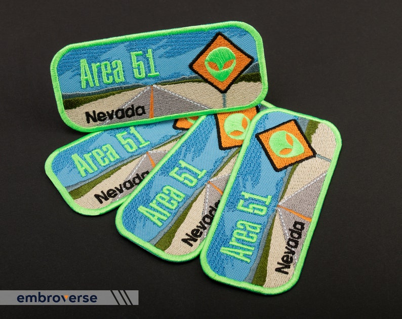 Area 51 Patch Nevada UFO Alien Themed Embroidered Iron on - Etsy