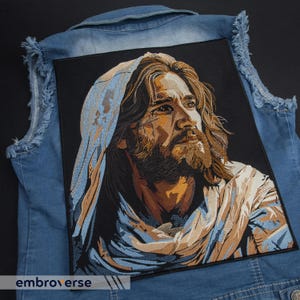 Jesus Embroidered Patch - Large, Detailed Iron-on Christian Faith ...
