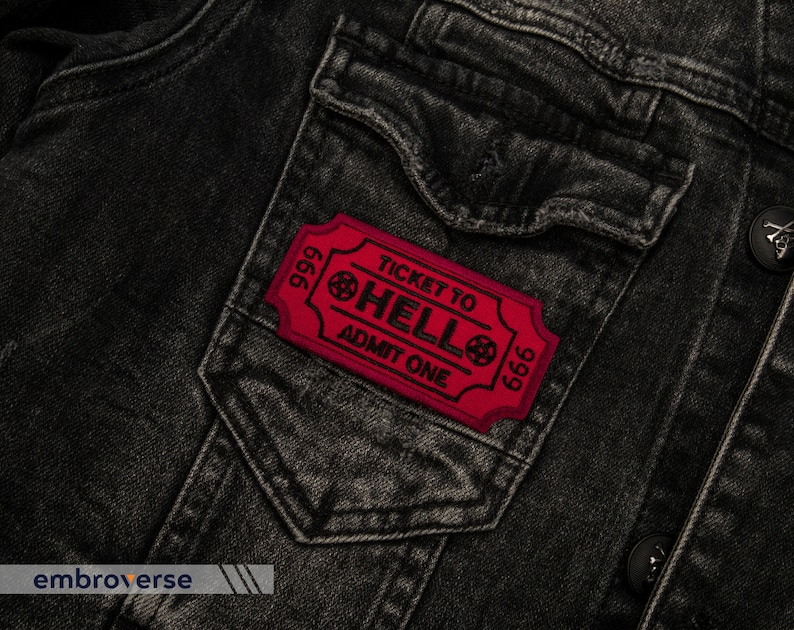 Ticket to Hell Patch Admit One Embroidered Demon Funny Quote | Etsy