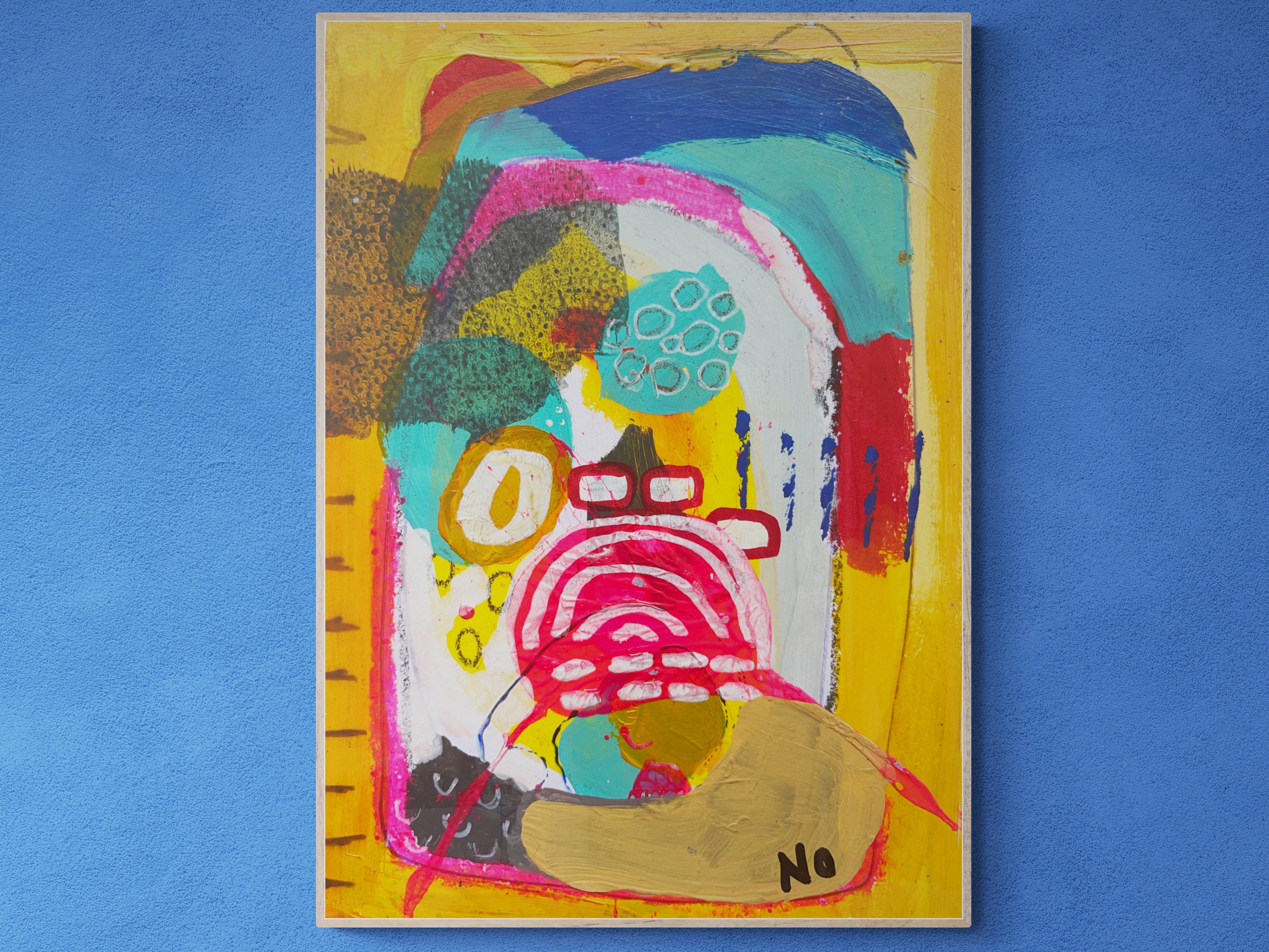 Original Abstract Collage, Colorful Abstract Wall Art, Scribble Art ...