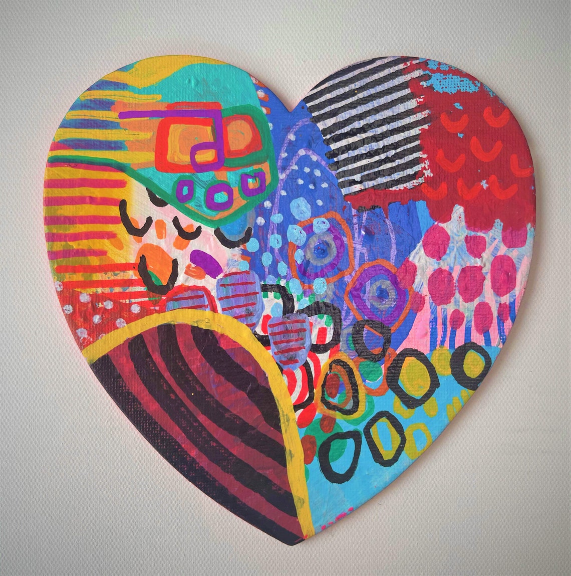 Heart Shaped Unique Colorful Abstract Small Art Heart Art - Etsy
