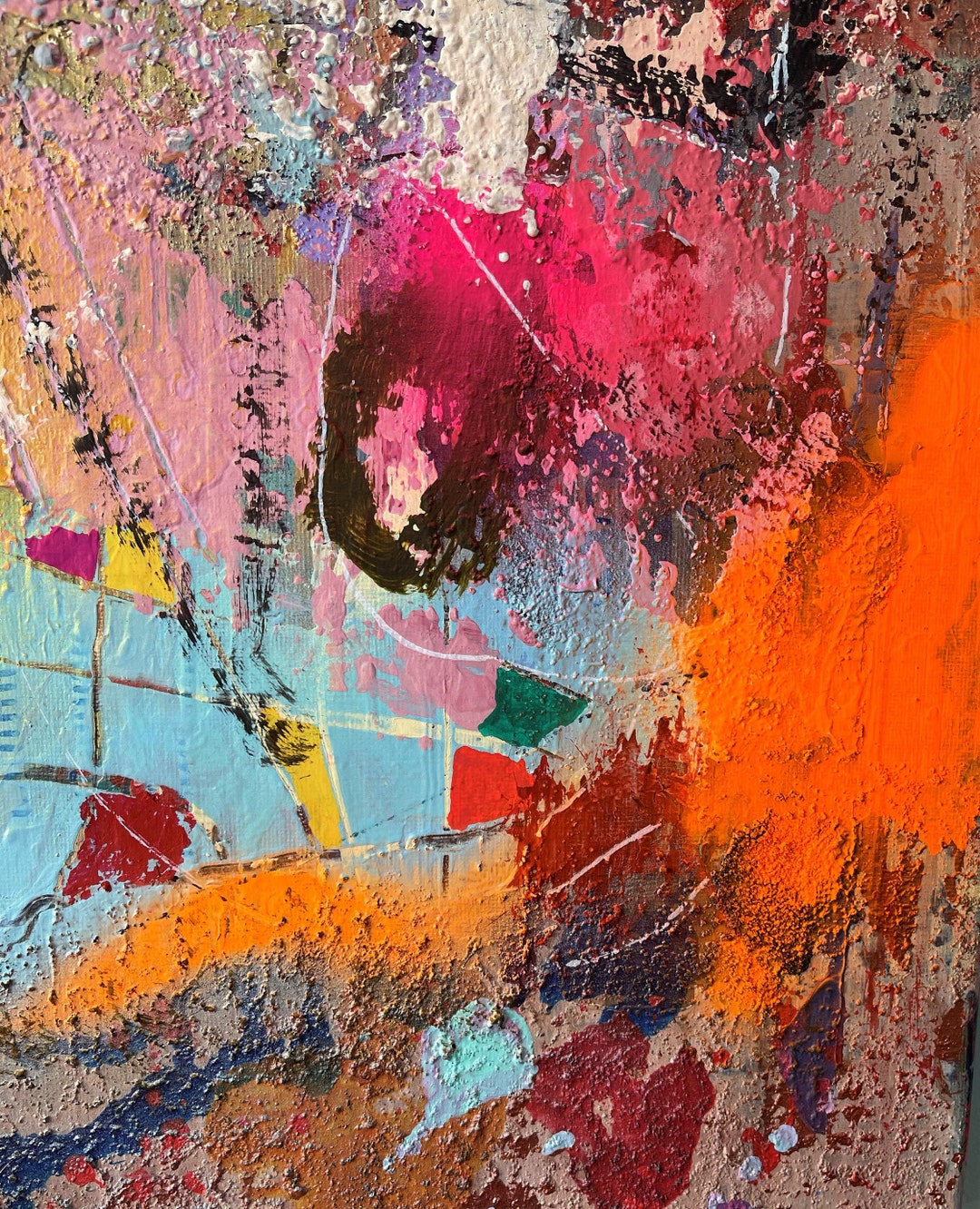 Textured Wall Art, Colorful Abstract Wall Art, Contemporary Painting ...