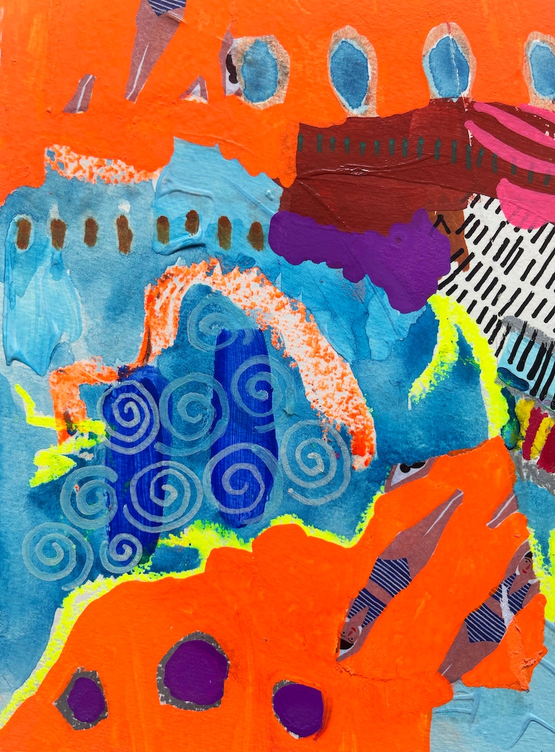 Colorful Abstract Wall Art Mixed Media Collage Art Journal - Etsy