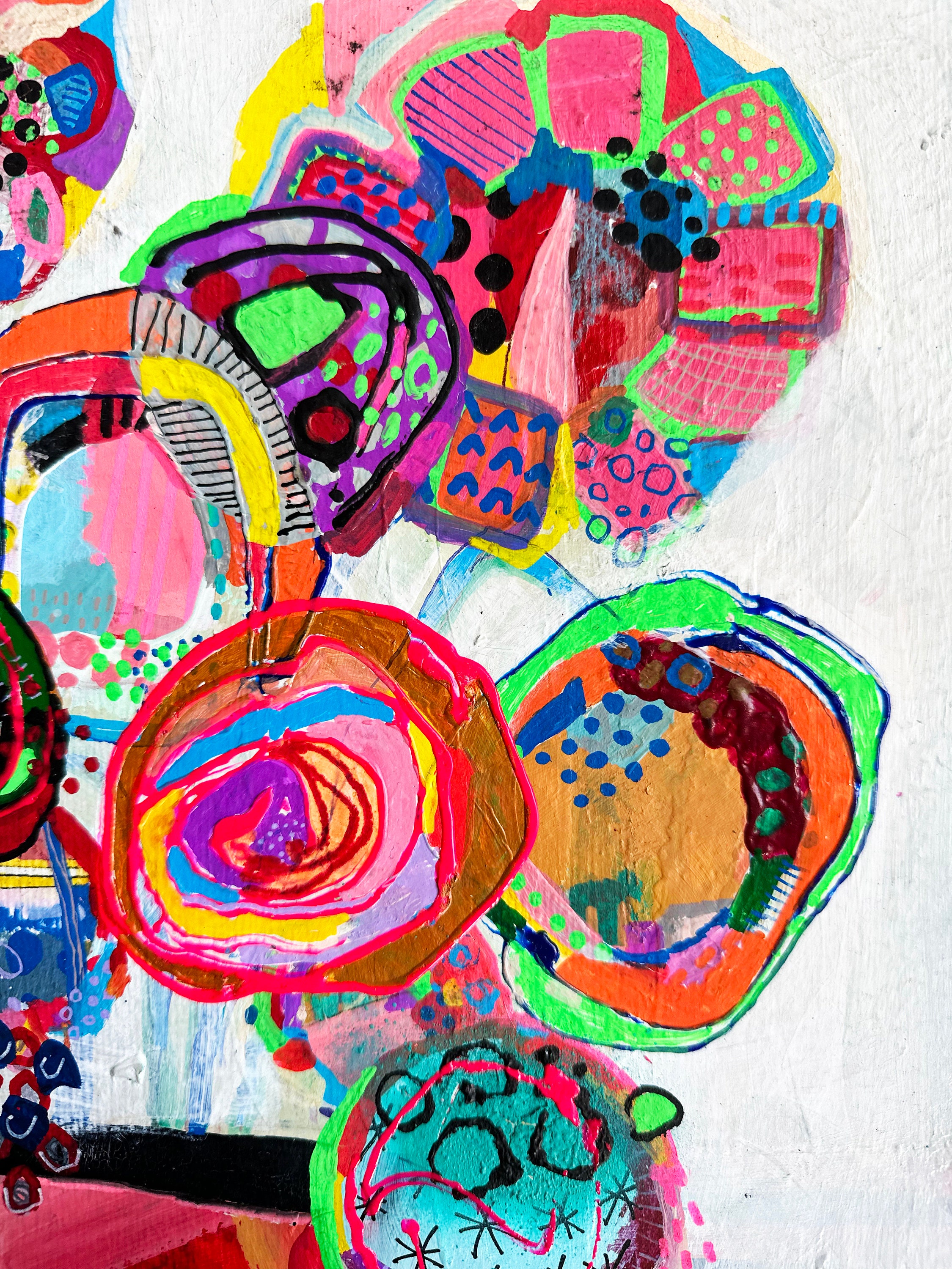 Floral Wall Art, Original Artwork, Gallery Wall Art, Mixed Media Flower ...