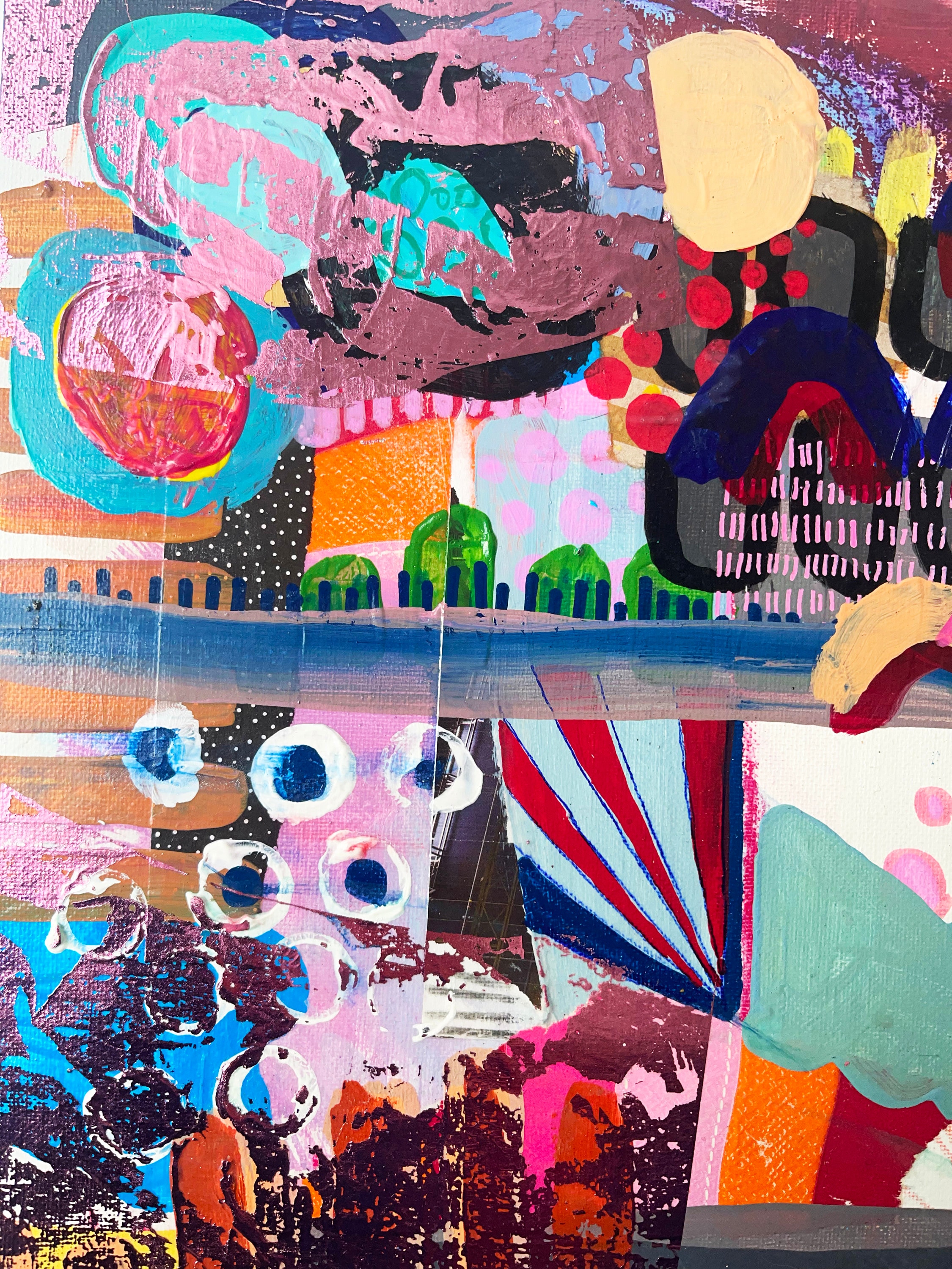Mixed Media Abstract Collage Wall Art on Board Canvas, Paper Collage ...