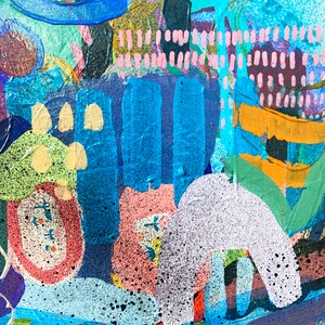 Contemporary Abstract Expressionist Painting, Mixed Media Collage ...