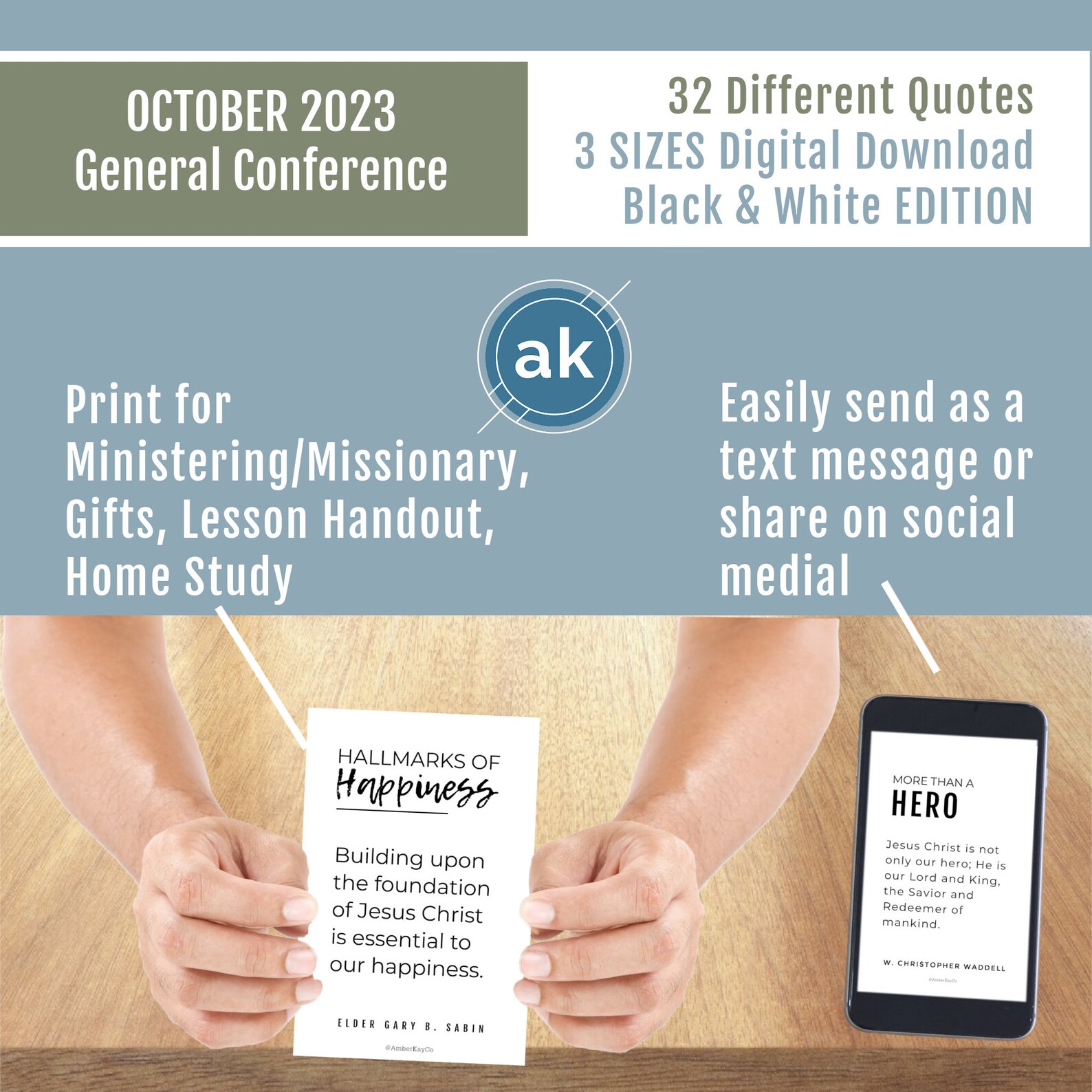 Oct 2023 Gen Conference: 4x6, 8.5x11, 4-to-a-page Instant Download ...