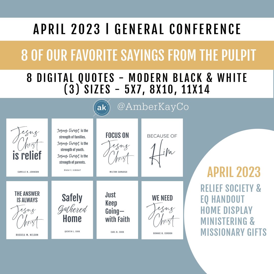 April 2023 General Conference: 8 Digital Download Quotes (5x7, 8x10 ...