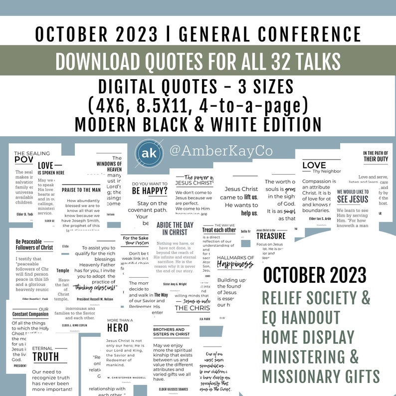 Oct 2023 Gen Conference: 4x6, 8.5x11, 4-to-a-page Instant Download ...