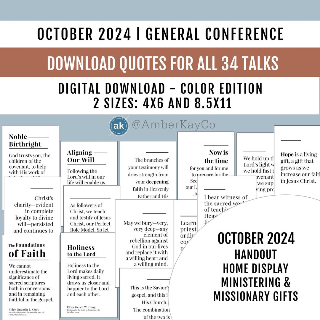 October 2024 Conference Quotes: Ministering Handout (digital Download ...