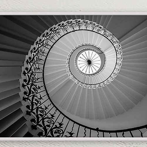 Architecture Photography Black and White Spiral Staircase - Etsy