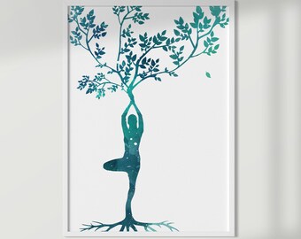 Yoga Tree Wall Art | Etsy