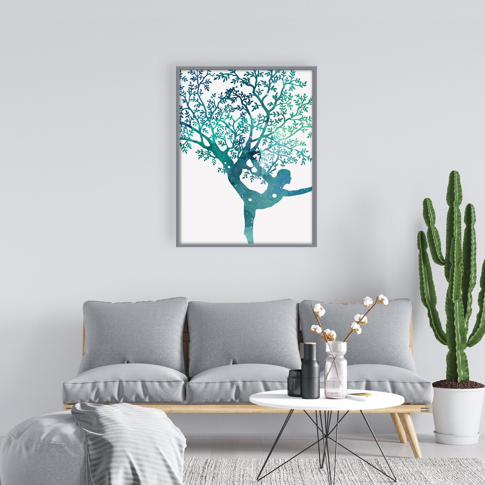 Yoga Tree Pose Print Watercolor Yoga Wall Art Meditation - Etsy