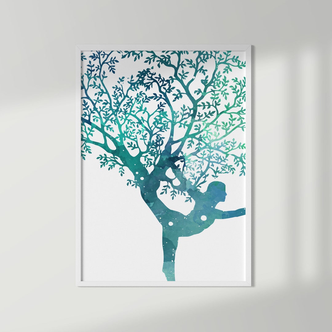 Yoga Tree Pose Print Watercolor Yoga Wall Art Meditation - Etsy