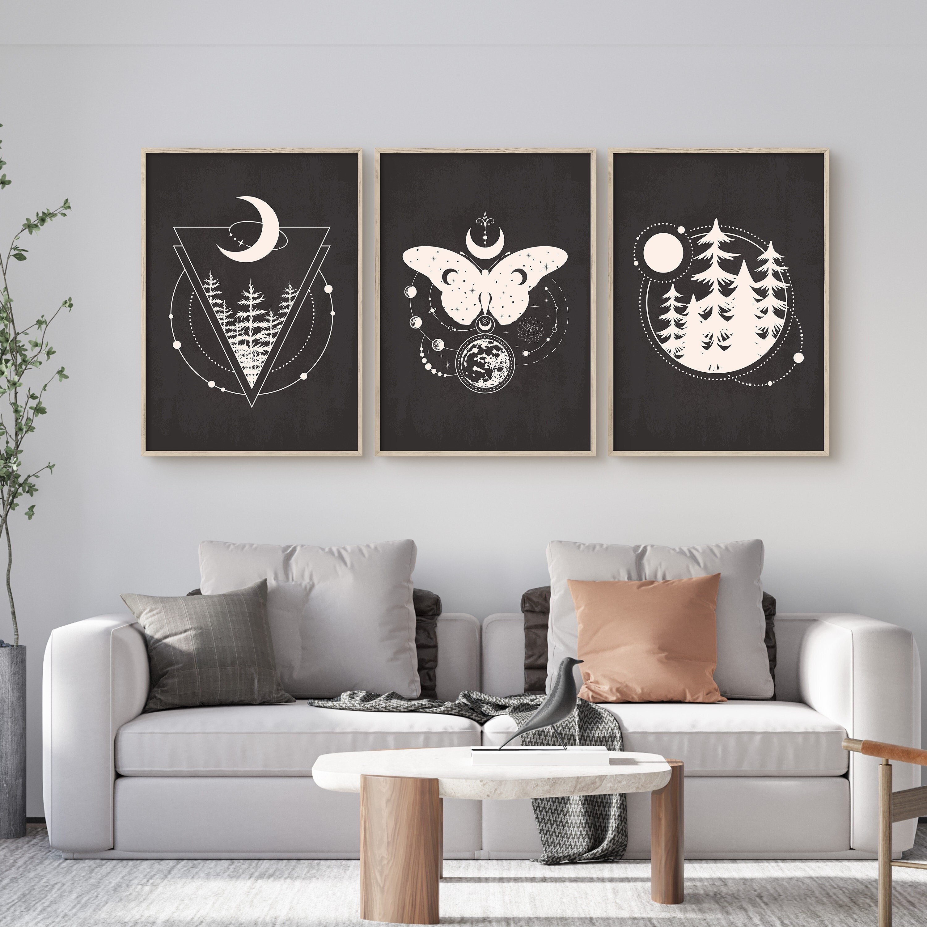Celestial Print Set of 3 Set of 3 Printable Wall Art Boho | Etsy