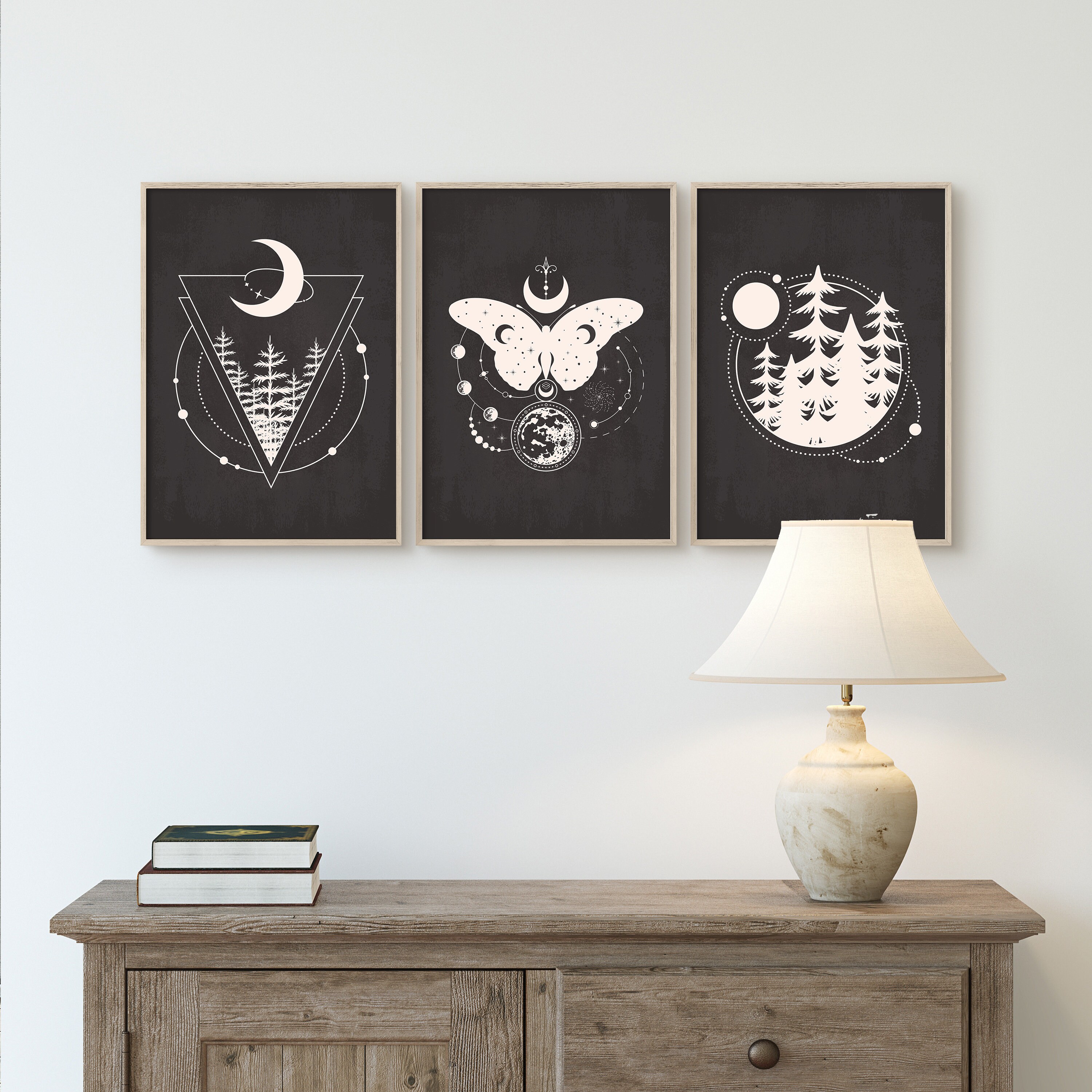 Celestial Print Set of 3 Set of 3 Printable Wall Art Boho | Etsy