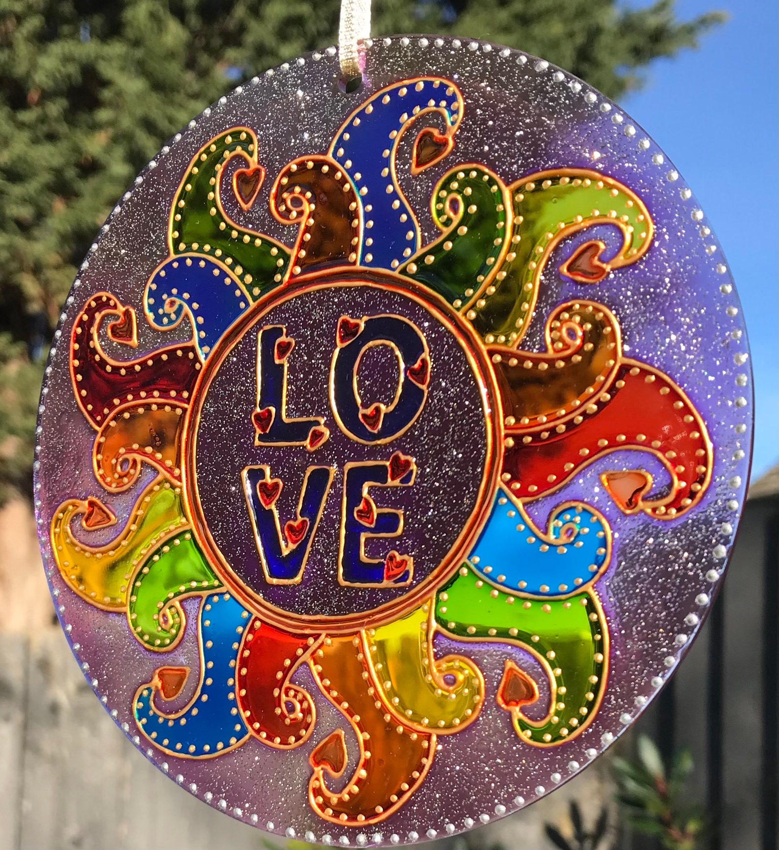 Hand Painted Chakra Love Suncatcher - Etsy