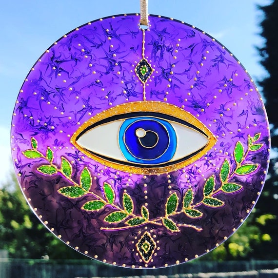 Hand Painted Evil Eye Suncatcher - Etsy