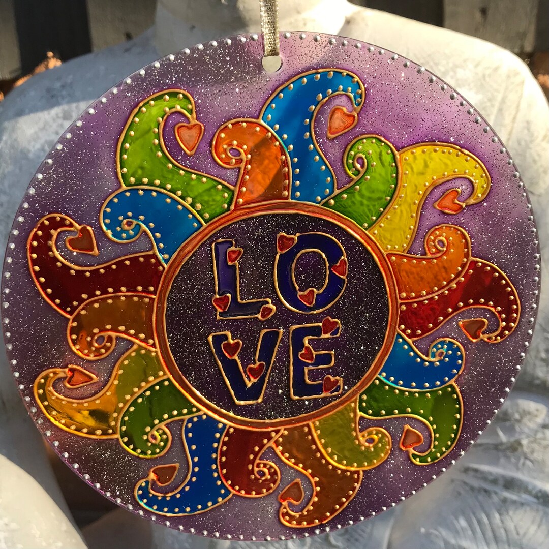 Hand Painted Chakra Love Suncatcher - Etsy