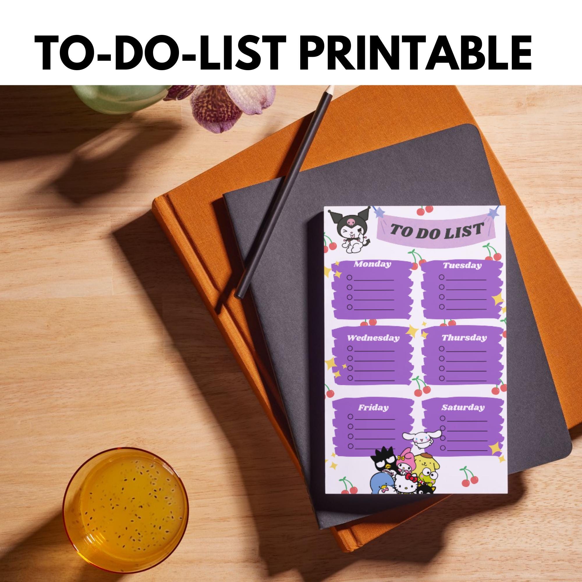 Printable Cute to Do List, Cute Sheet, Cartoon Scheduled Soft Copy ...
