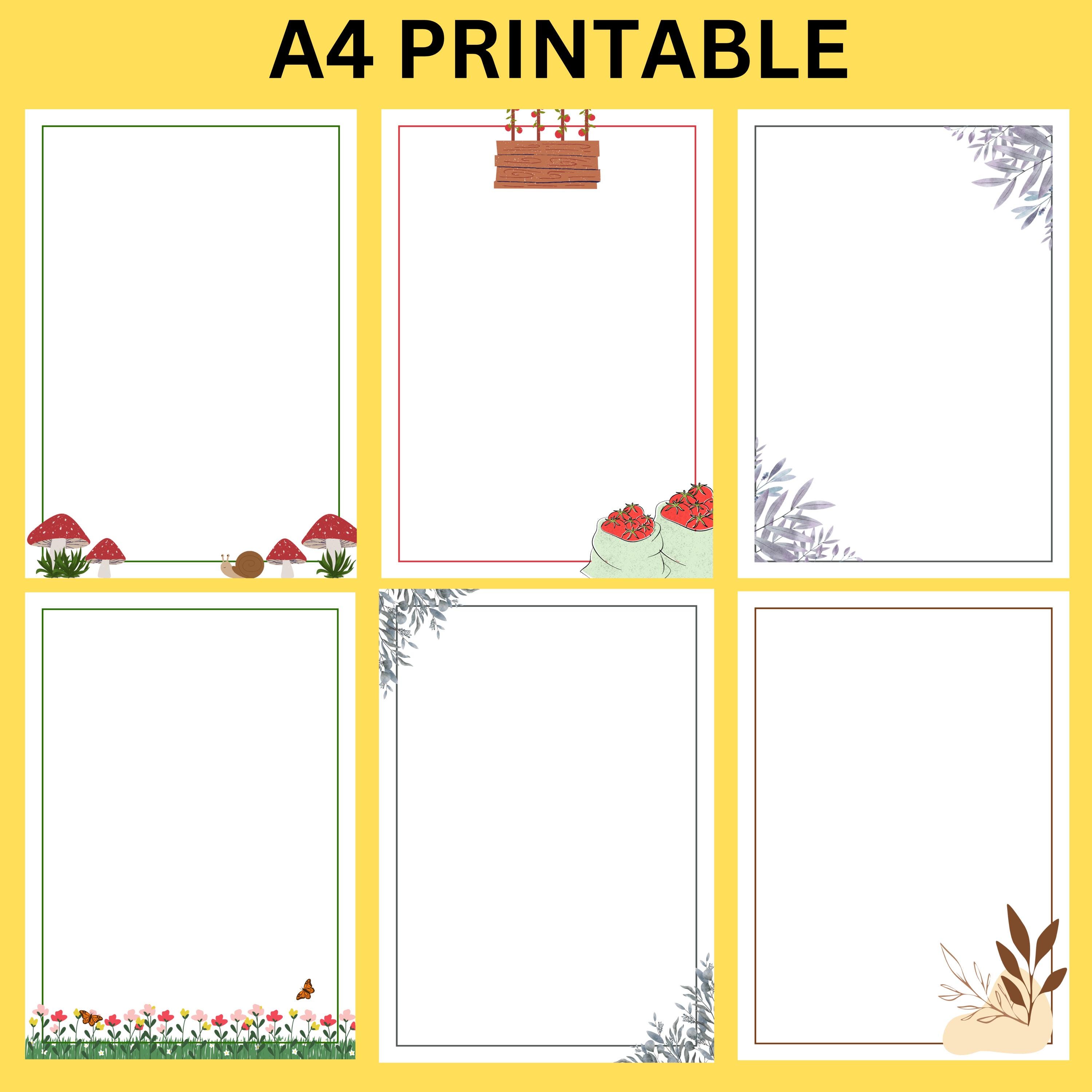 Plain A4 With Border 12 Style Design | Cute Printable A4 Sheets ...
