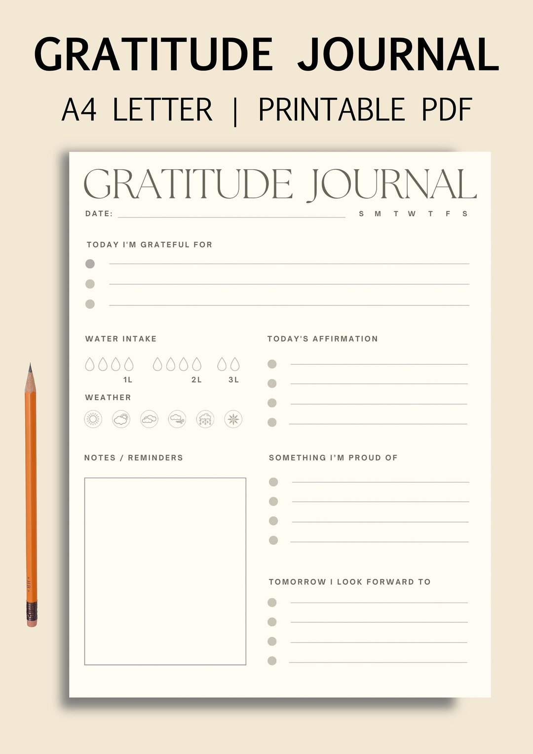 Weekly Gratitude Journal Printable Template Thankful Journal Gratitude ...