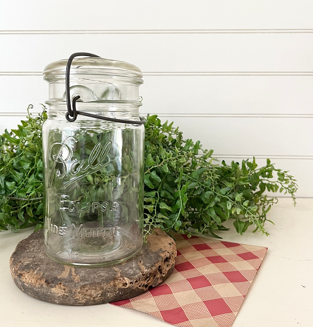 Vintage Glass Ball Eclipse Wide Mouth Jar 1 Quart Canning Jar Farmhouse ...