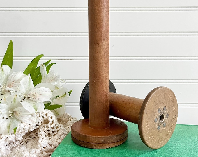 Vintage Antique Wooden Spools | Textile Spools | Rustic Farmhouse Decor | Vintage Sewing ...