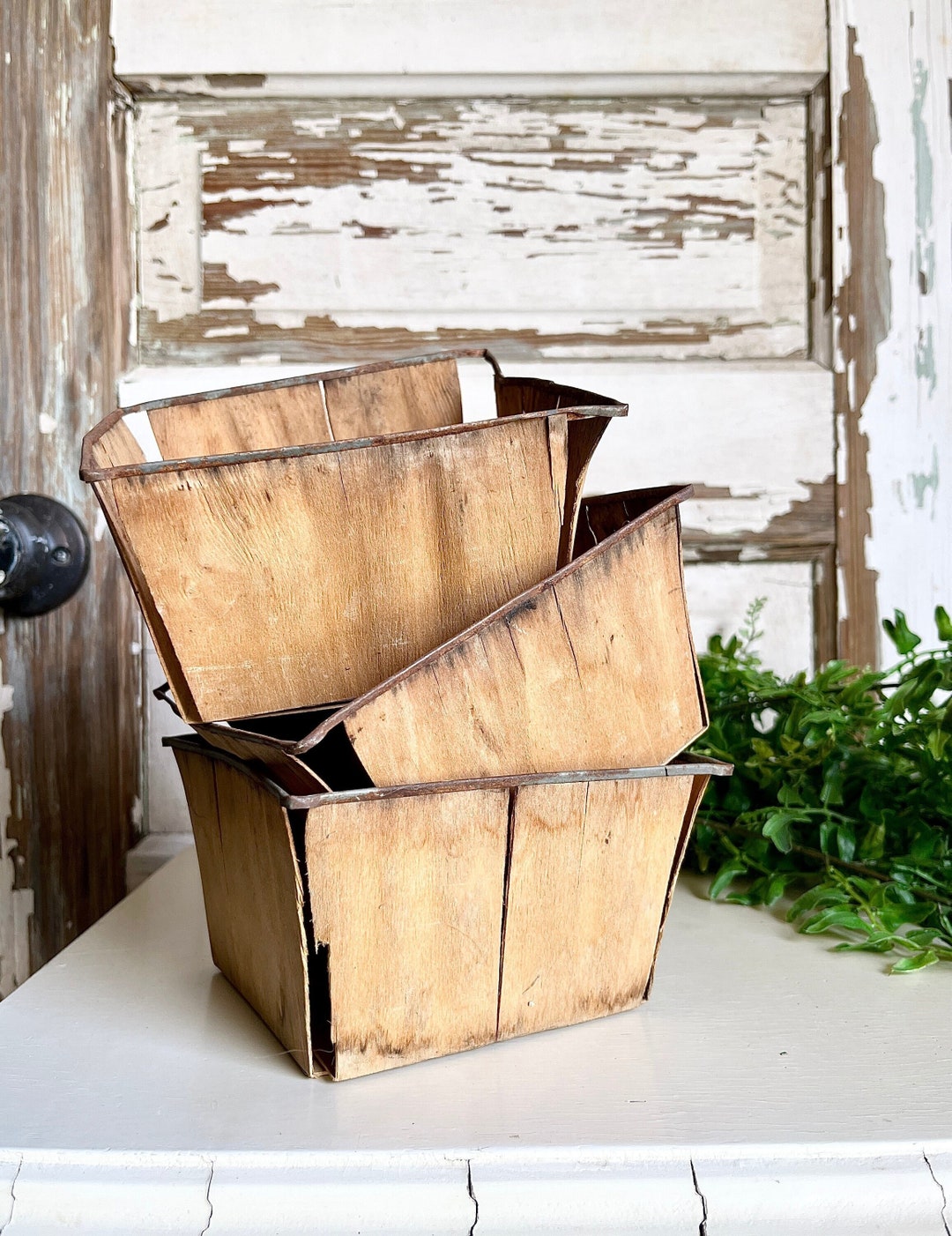 Set of (3) Vintage Berry Baskets | Old Farm Baskets | Rustic Produce ...